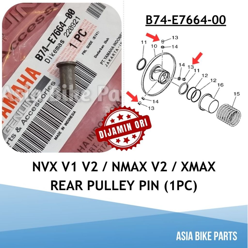 Yamaha Original NVX V1 V2 / NMAX V2 / XMAX Secondary Sheave Guide Pin ...
