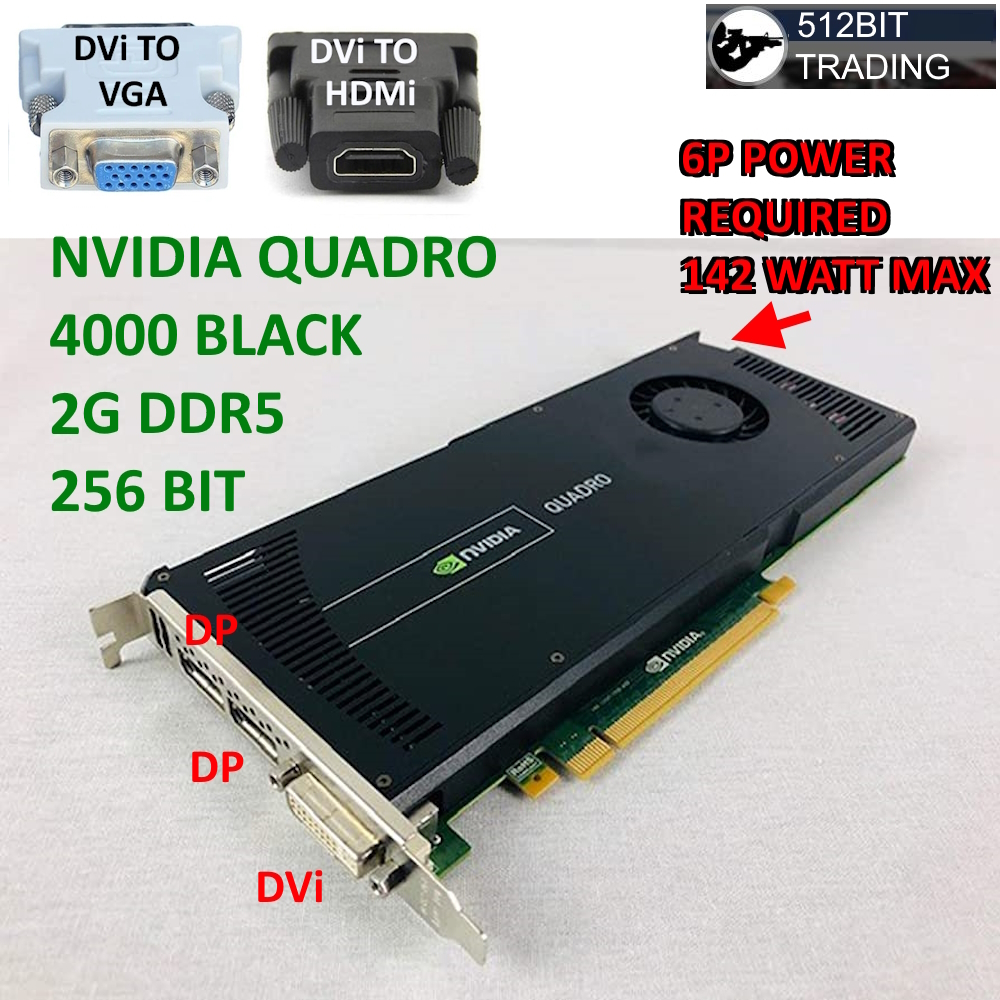 Nvidia Quadro 4000 2000 2GD5 K600 Q600 1 GB ddr3 FX 580 work/game ...