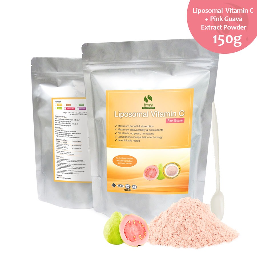 Liposomal Vitamin C + Pink Guava Extract Powder 150g. High Fiber ...