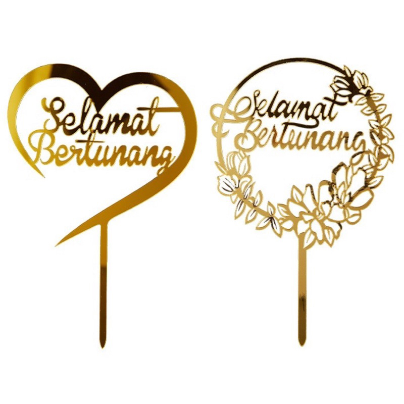 [SALES] Malay Cake Topper Gold Acrylic Selamat Bertunang Happy ...