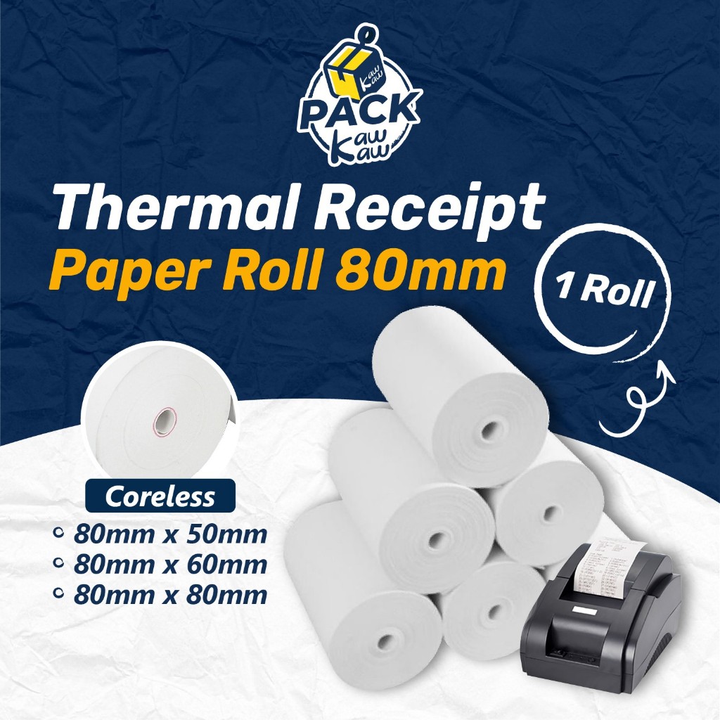 80mm Thermal Paper Coreless Thermal Receipt Paper Roll POS Receipt ...