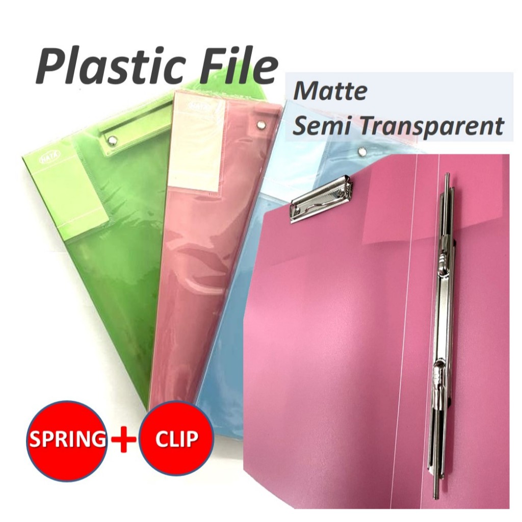 HATA Plastic Spring Clip File Matte Semi Transparent Professional Office Stationery Presentation ...