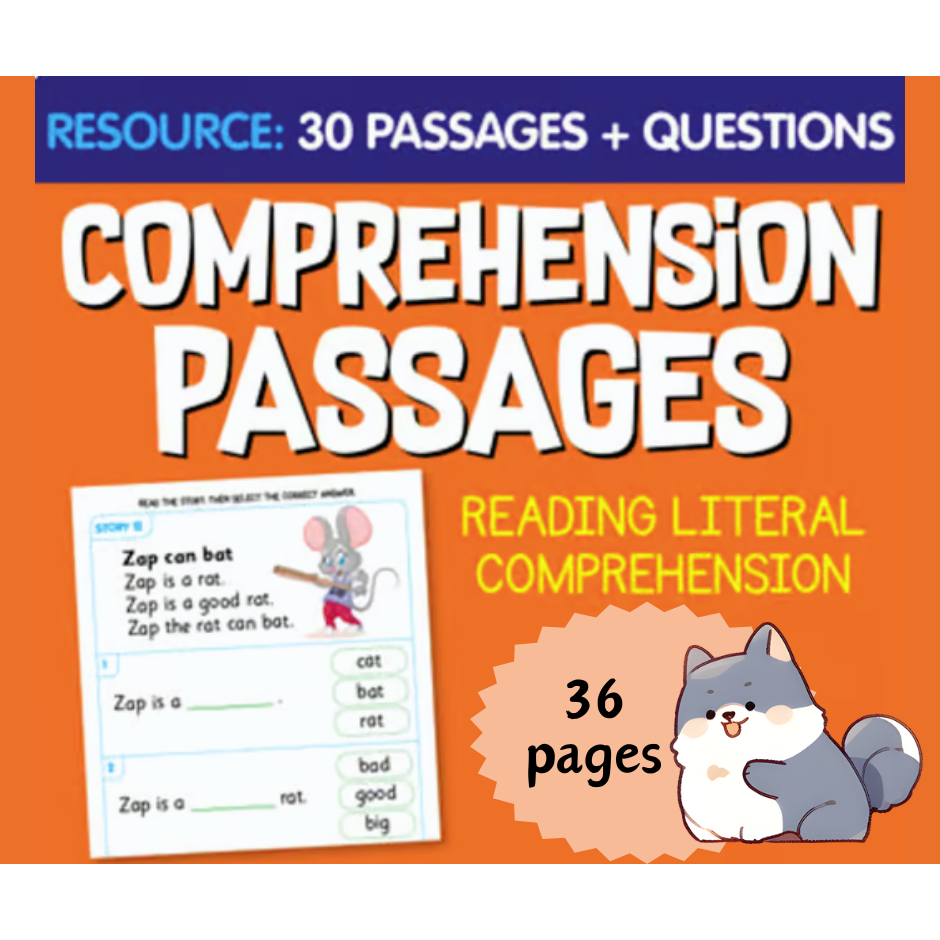A562 – [PDF] 30 Literal Comprehension Passages 36 pages - preschool ...