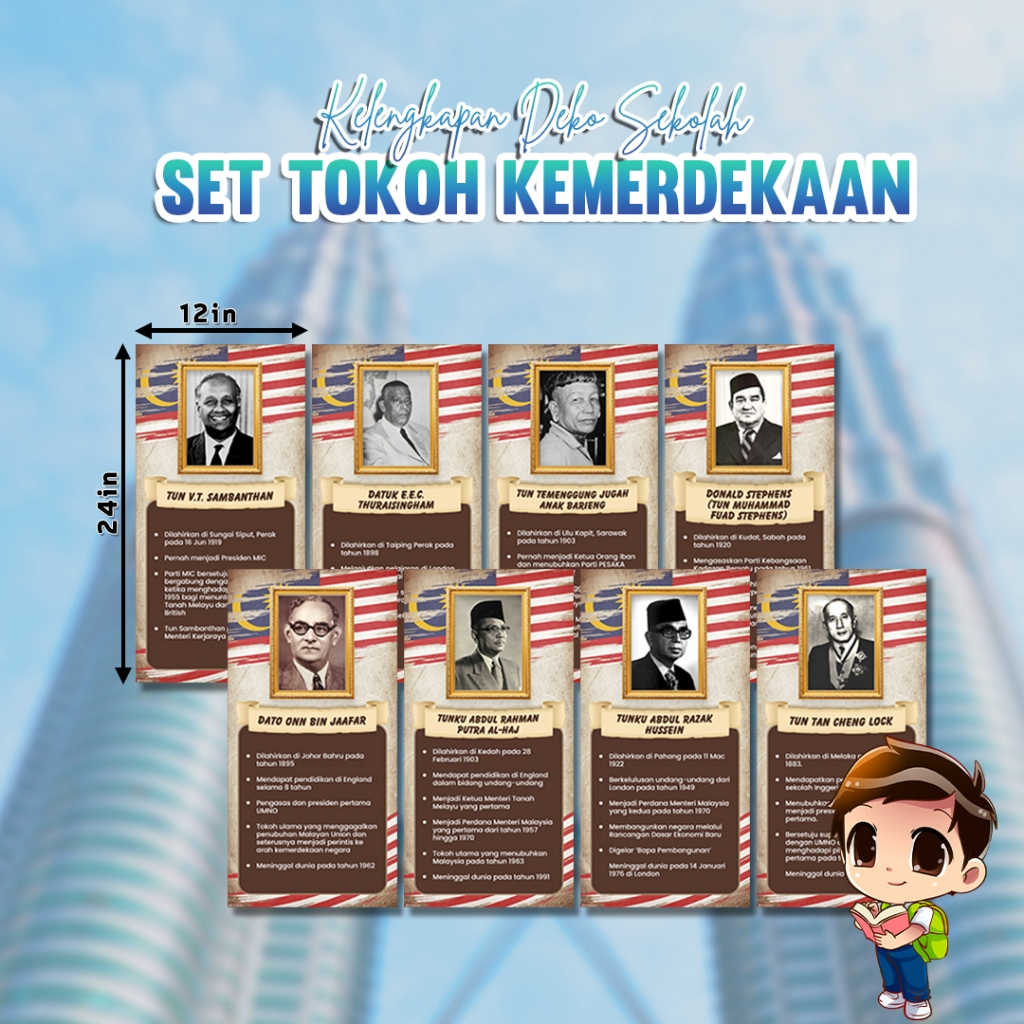 1 DAY SHIP SET TOKOH KEMERDEKAAN MALAYSIA 8in1 / MERDEKA /TOKOH MERDEKA ...