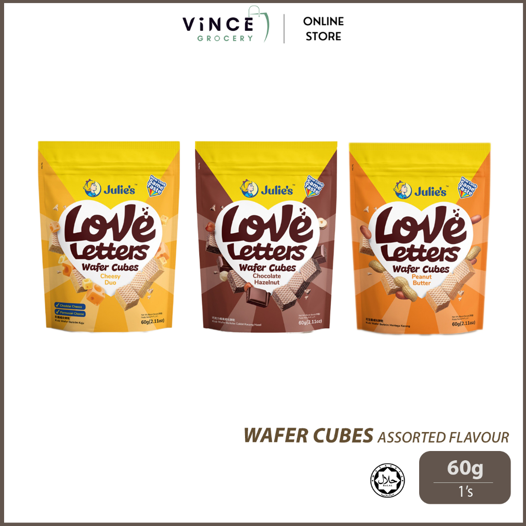 JULIE'S Love Letter Wafer Cubes (Cheesy Duo / Choco Hazelnut / Peanut ...