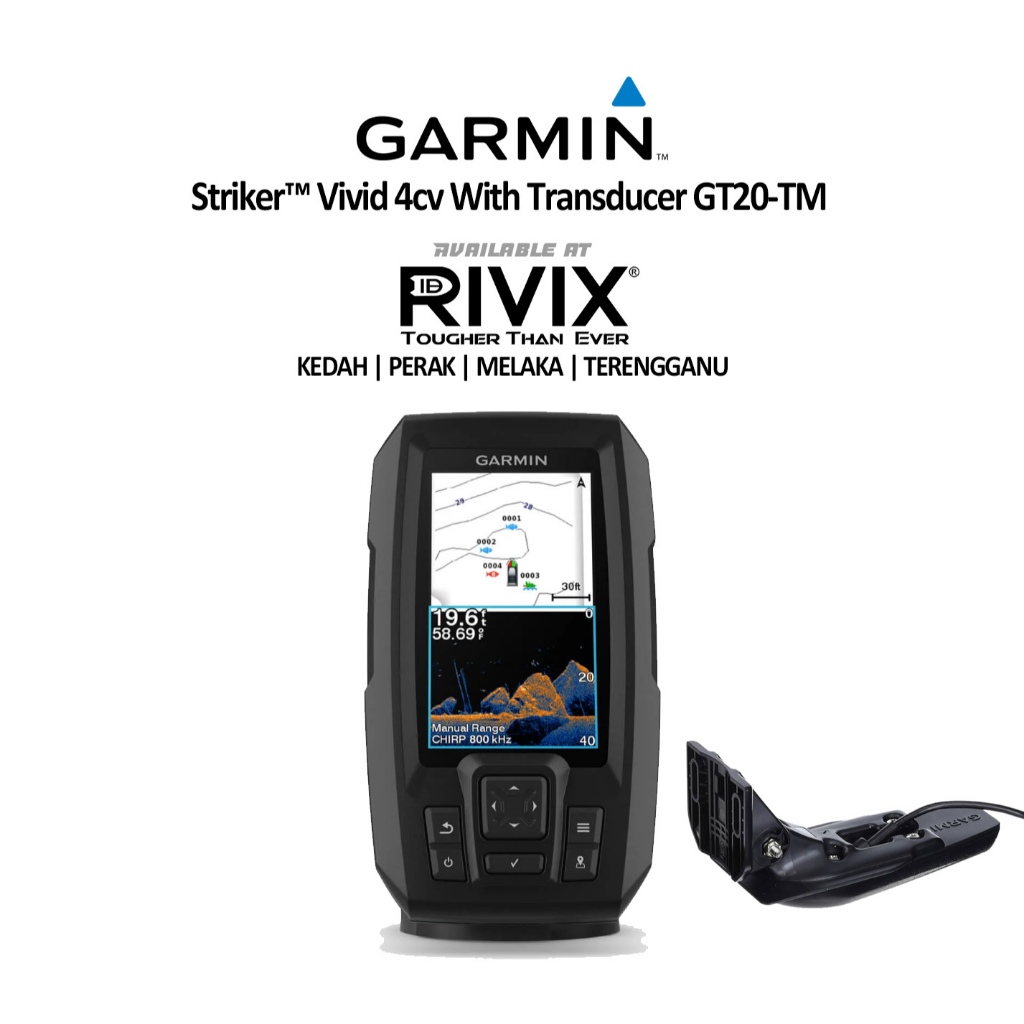 Ready Stock Garmin 4CV Fish Finder with Transducer GPS Marine ...