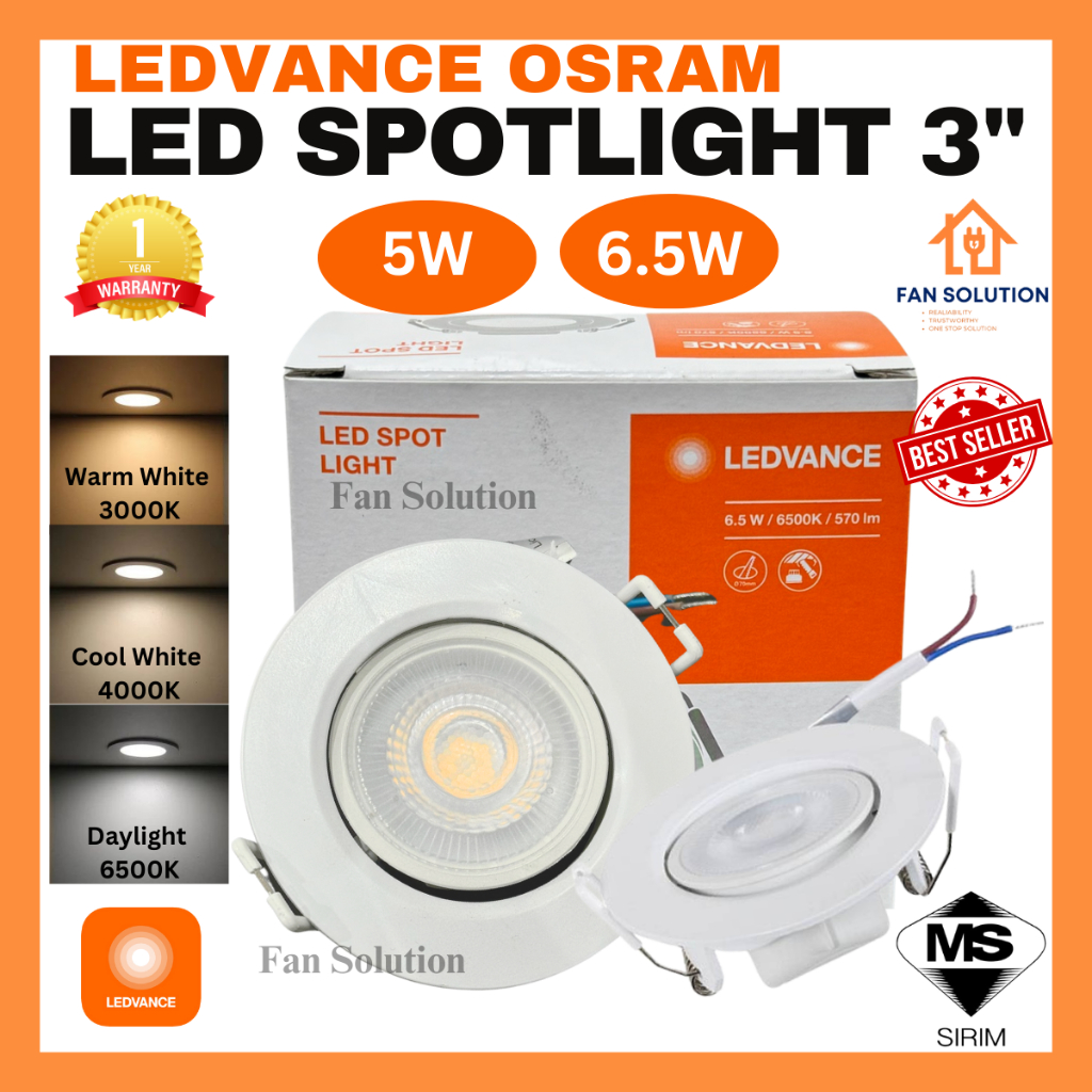 OSRAM LEDVANCE GEN 2 LED SPOTLIGHT 5W 6.5W SIRIM ENERGY SAVING LED COB ...