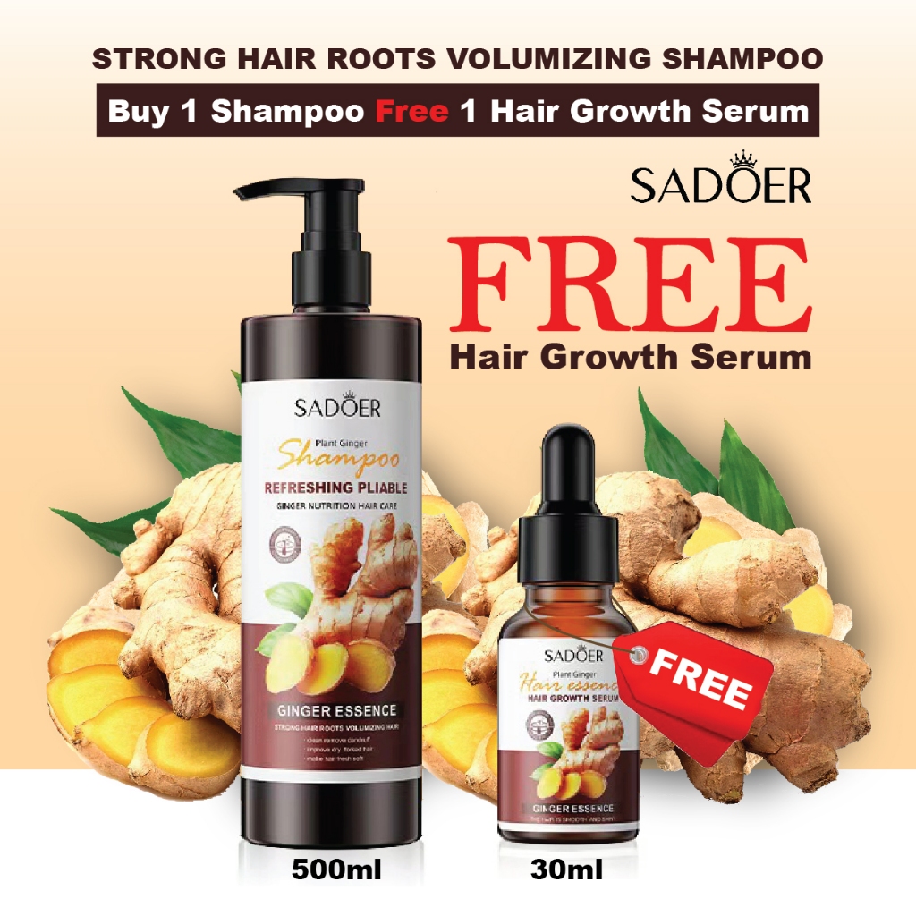 BUY 1 FREE 1 500ml SADOER Ginger Juice Hair Growth Shampoo Anti Hair ...