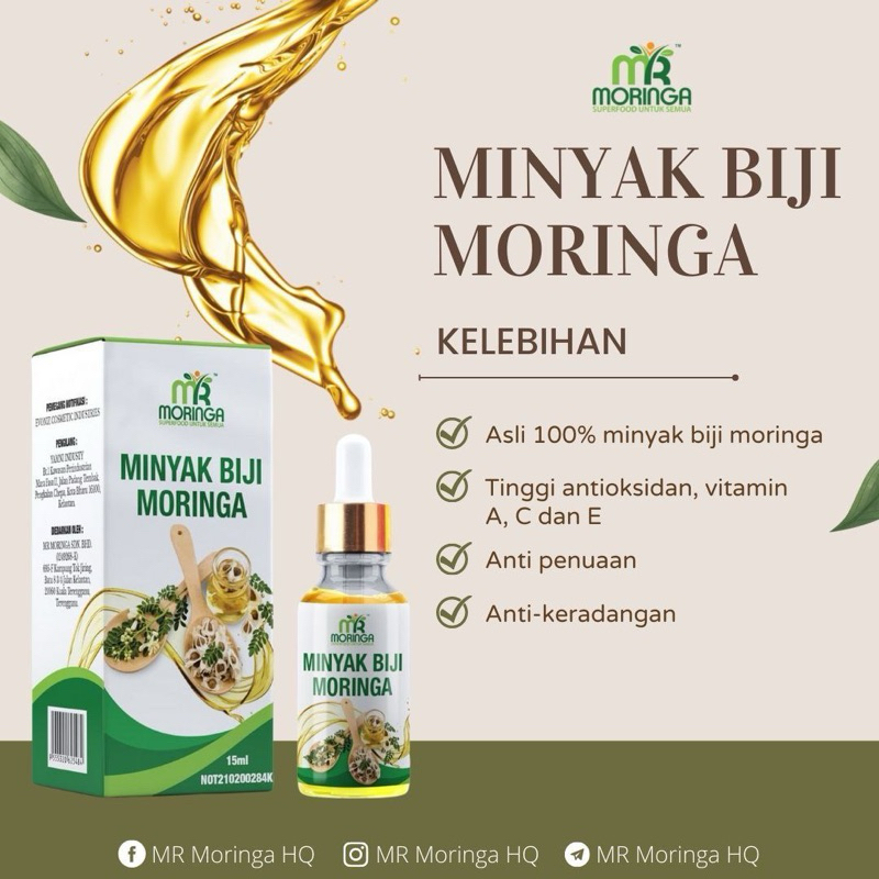 MINYAK BIJI MORINGA (Serum anti-penuaan berasaskan 100% biji Moringa ...