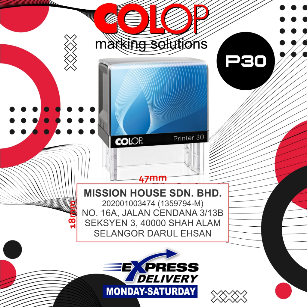 Rubber Stamp Colop P10|P20|P30|P40|R17|R24|R30 Cop *SHIPPING IN 24HOURS* (CHAT DETAIL | INK BIRU ...