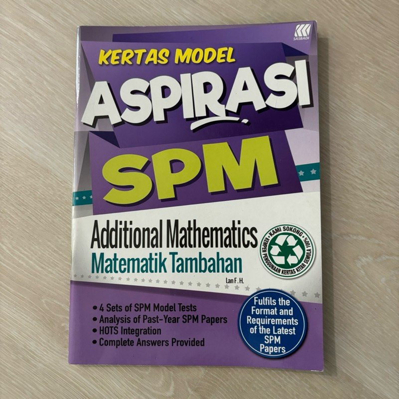 KERTAS MODEL MATEMATIK TAMBAHAN SPM (SASBADI) | Shopee Malaysia