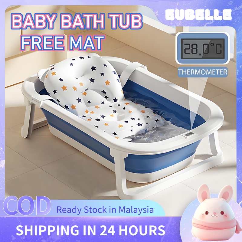 [FREE MAT]Baby Bath Tub With stand Besen Mandi Baby Foldable Bathtub ...
