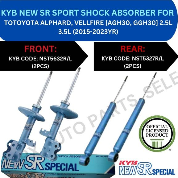 KYB GENUINE NEW SR SPORT ABSORBER (FRONT, REAR) FOR TOYOTA ALPHARD, VELLFIRE [AGH30, GGH30] 2.5L ...