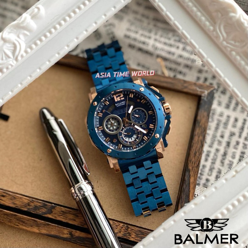 [Original] Balmer A7935G BRG-5 Chronograph Sapphire Men's Watch with Blue Dial and Blue ...
