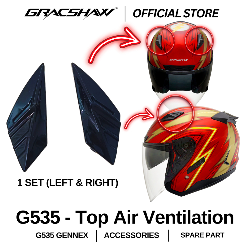 (Accessories) Gracshaw Helmet Gennex G535 Top Air Ventilation / Front ...