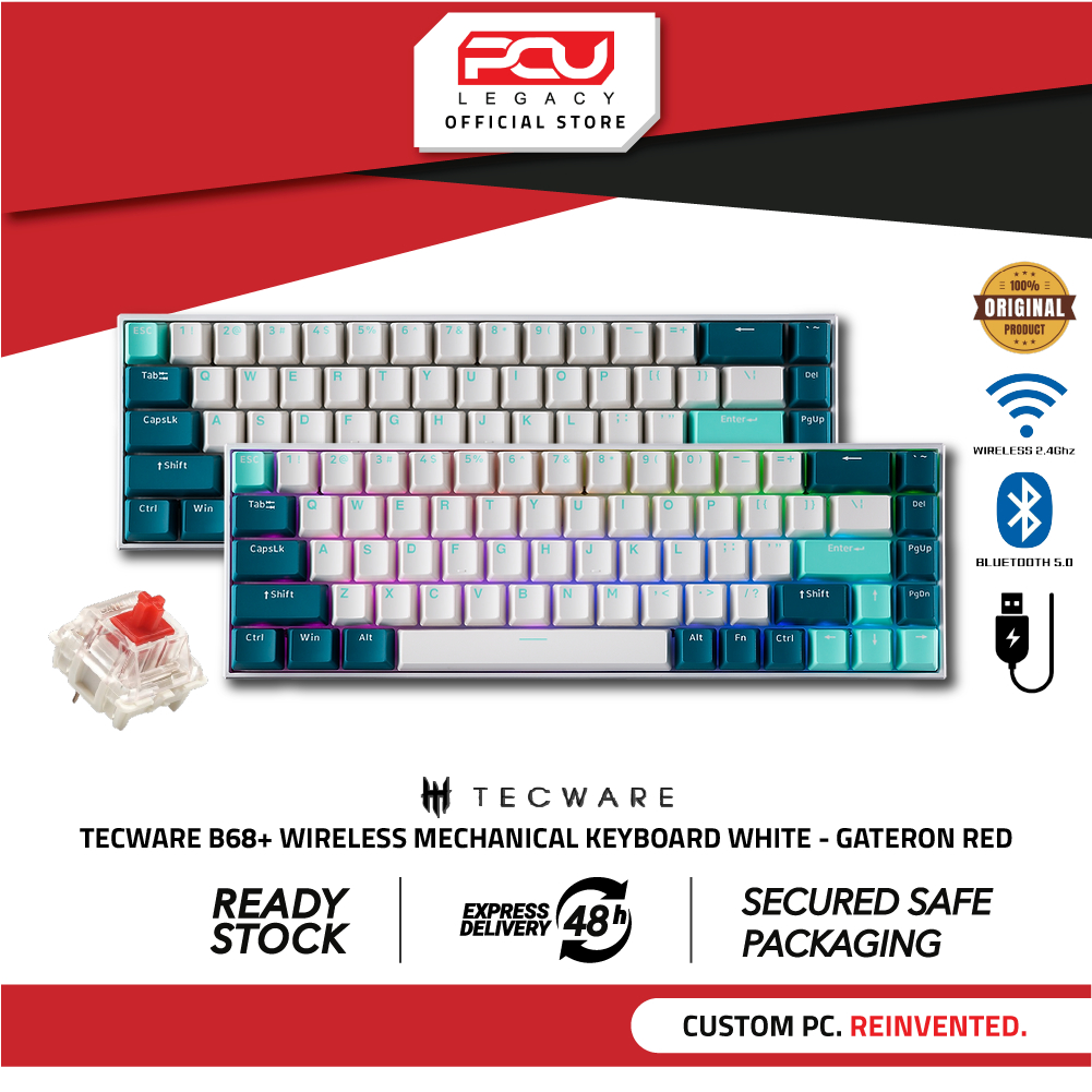 Tecware B68+ Wireless Mechanical Keyboard White - Gateron Red | Shopee ...