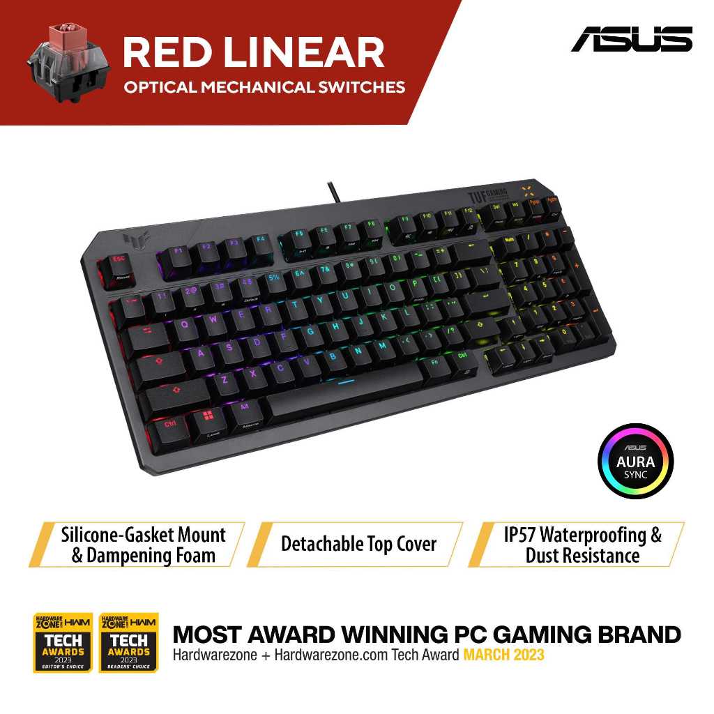 ASUS TUF Gaming K3 Gen II keyboard with compact 97-key layout, optical ...