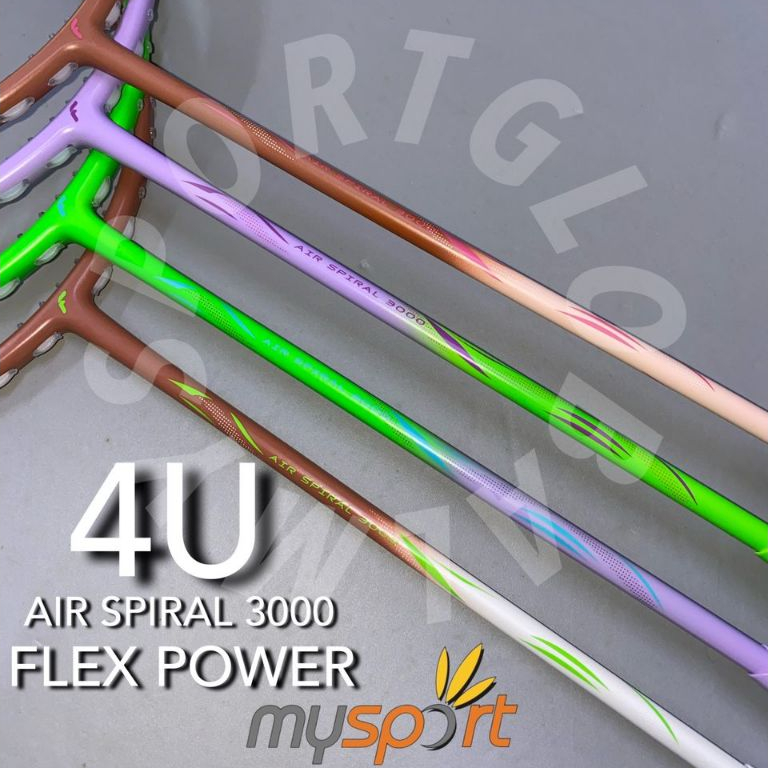 Flex Power Air Spiral 3000 Racket Badminton 4U 84g Max Tension 36 Lbs ...
