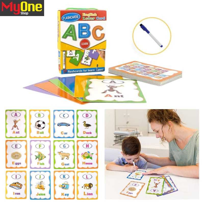 English Alphabet Flashcards Study Learning Cards Educational Kit For ...