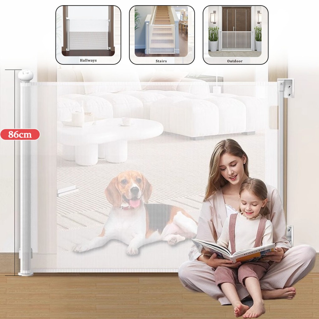 180CM*86CM Retractable Baby Gate Child Barrier Mesh Safety Door for ...
