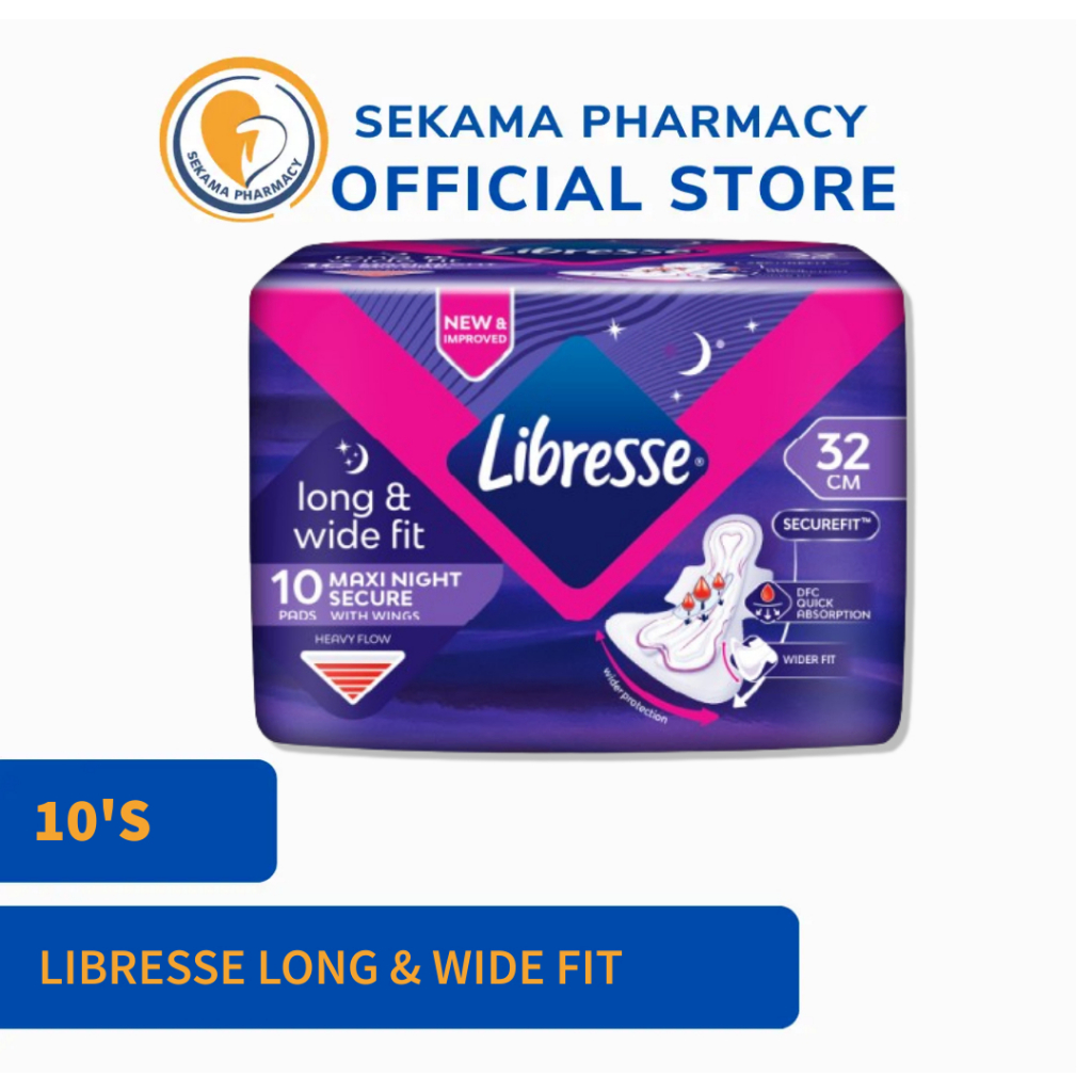 LIBRESSE LONG & WIDE FIT MAXI NIGHT SECURE 32CM 10'S (#8215) - NEW ...