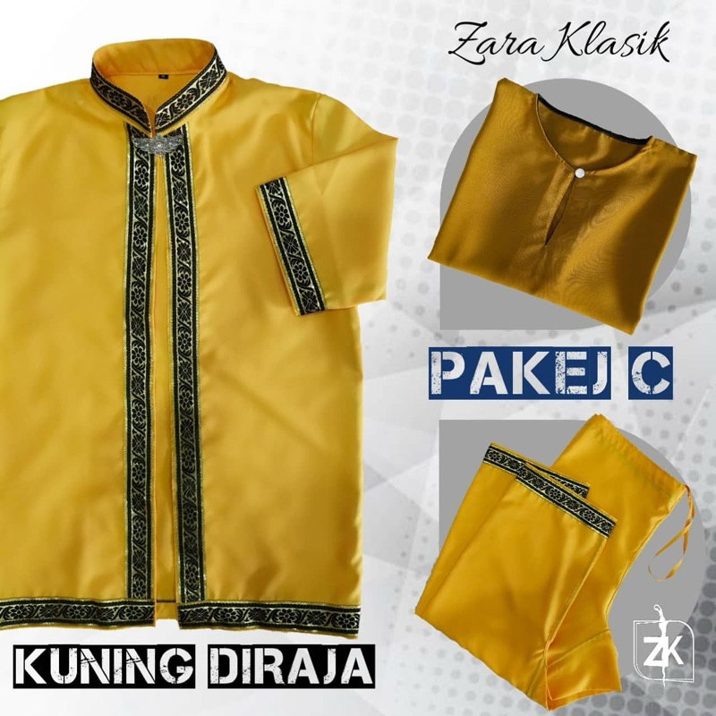 SET BAJU LAYANG ZARA KLASIK BUSANA MELAYU WARNA KUNING DIRAJA | Shopee ...
