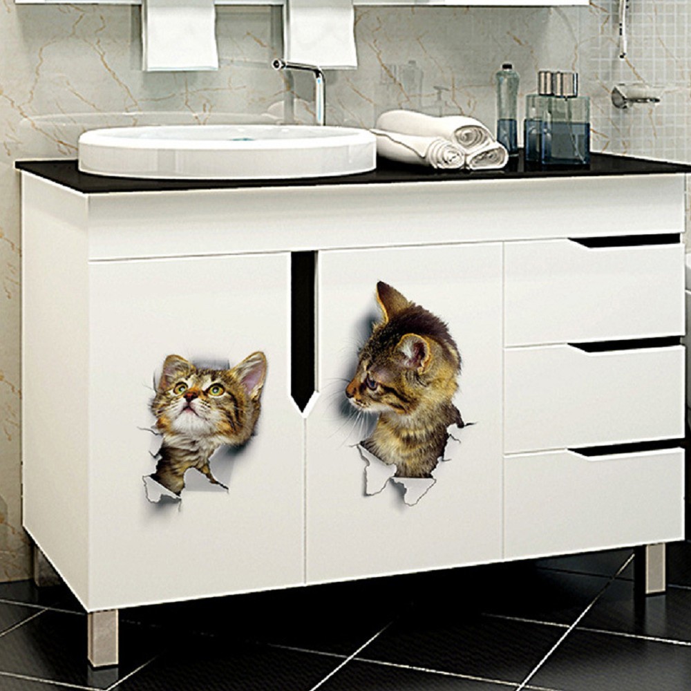 TRENY Car 3D Cat Stickers, Universal 3D Cat Cat in The Crack Sticker ...