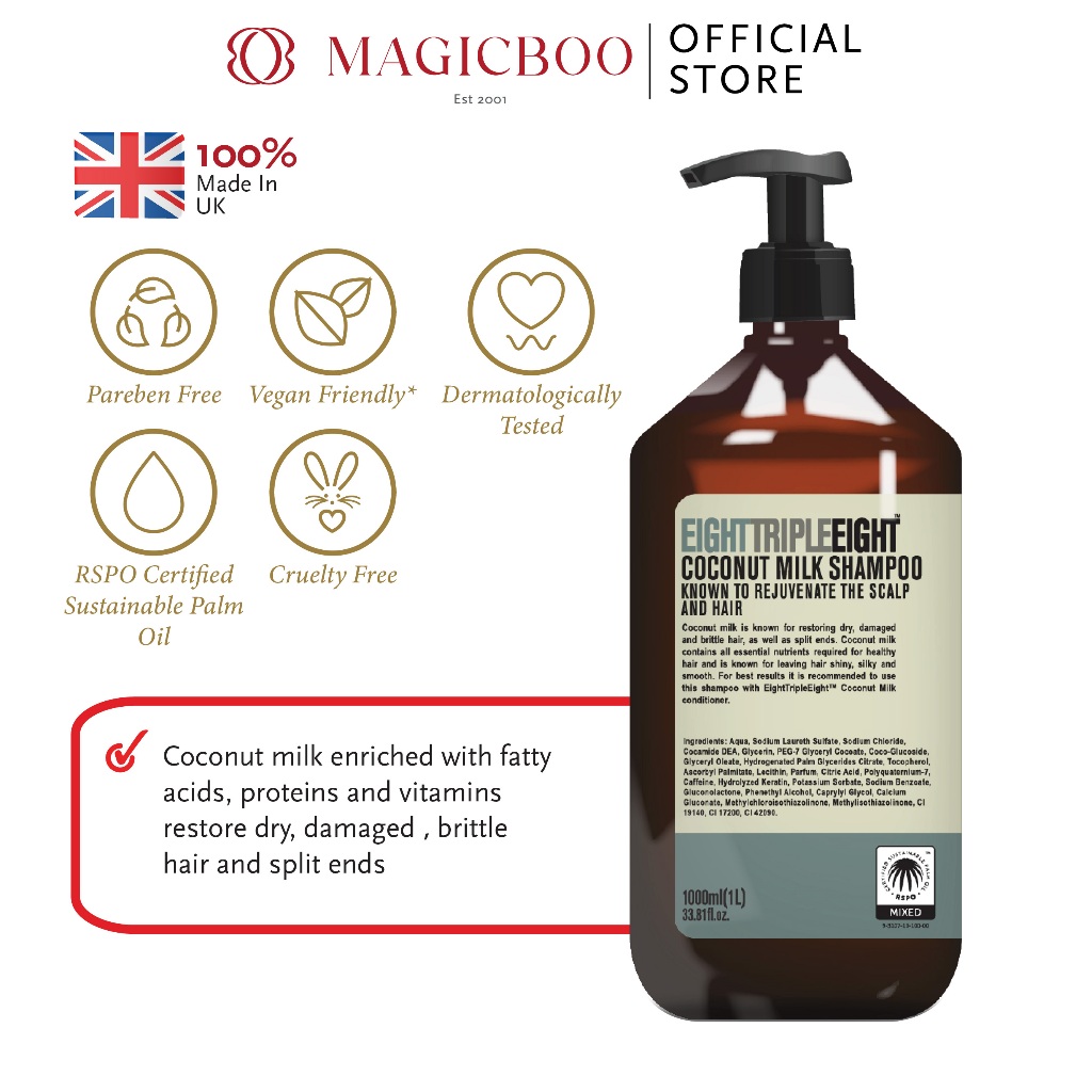 Magicboo Eight Triple Eight Coconut Milk Shampoo (1L) | Shopee Malaysia