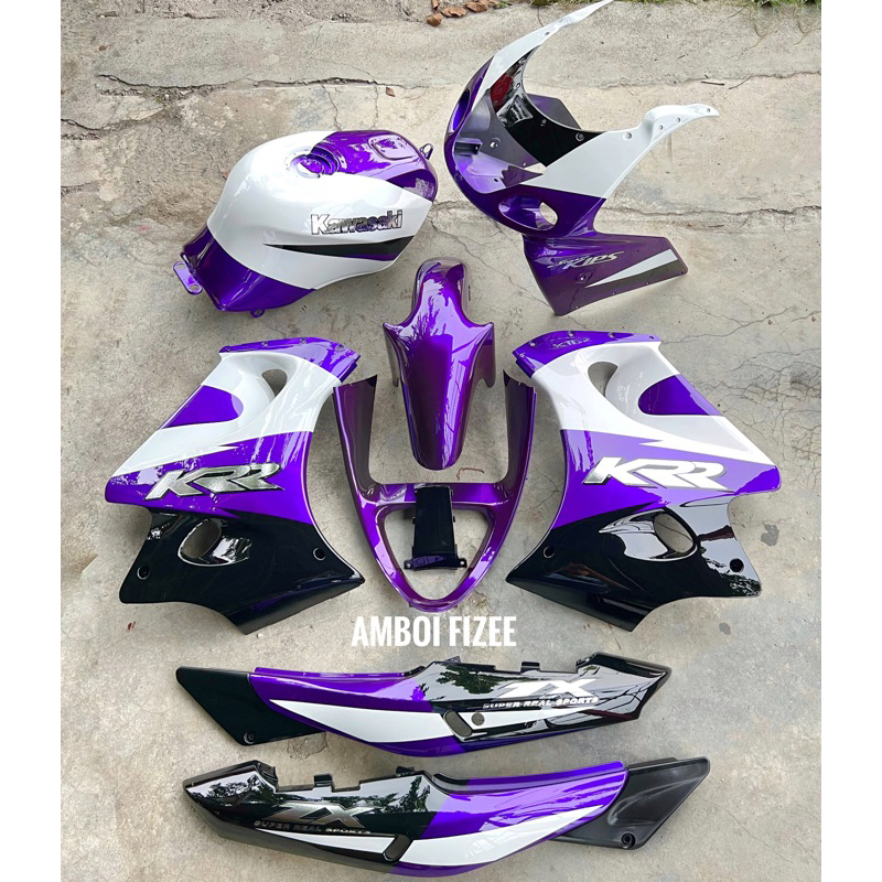 KAWASAKI RR150 COVERSET RR150 MALAYSIA LOLIPOP CANDY PURPLE PUTIH CUSTOM DESIGN | Shopee Malaysia
