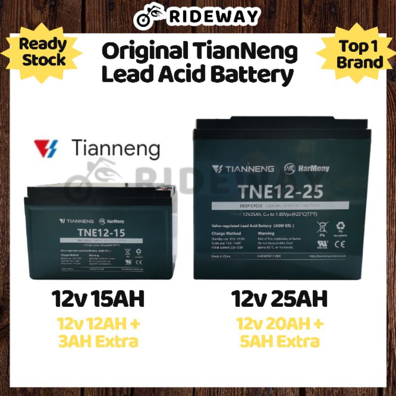 Original TianNeng EBike Battery EScooter AGM Gel Deep Cycle Valve ...
