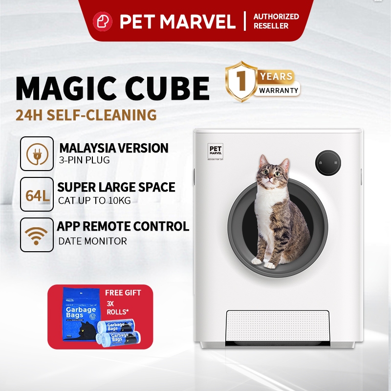 PET MARVEL Automatic Cat Litter Box Self Cleaning Magic Cube Cat Toilet ...