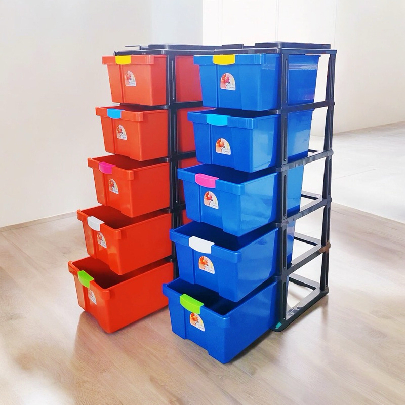 AppleLady 5 Tier Plastic Drawer/ Cabinet/ Storage Cabinet/ Almari Baju ...