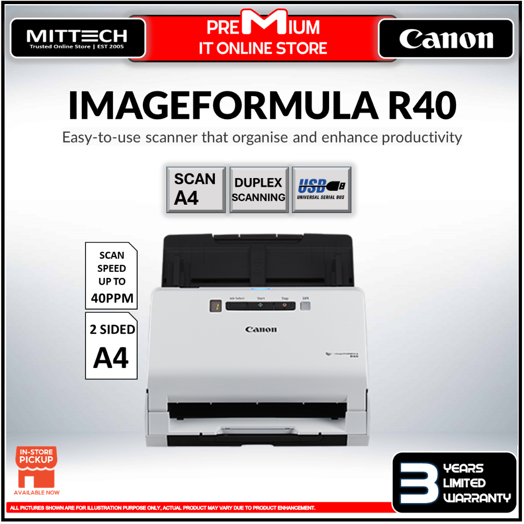 Canon Desktop Sheet-Fed Scanner imageFORMULA R40 | Simplex & Duplex ...