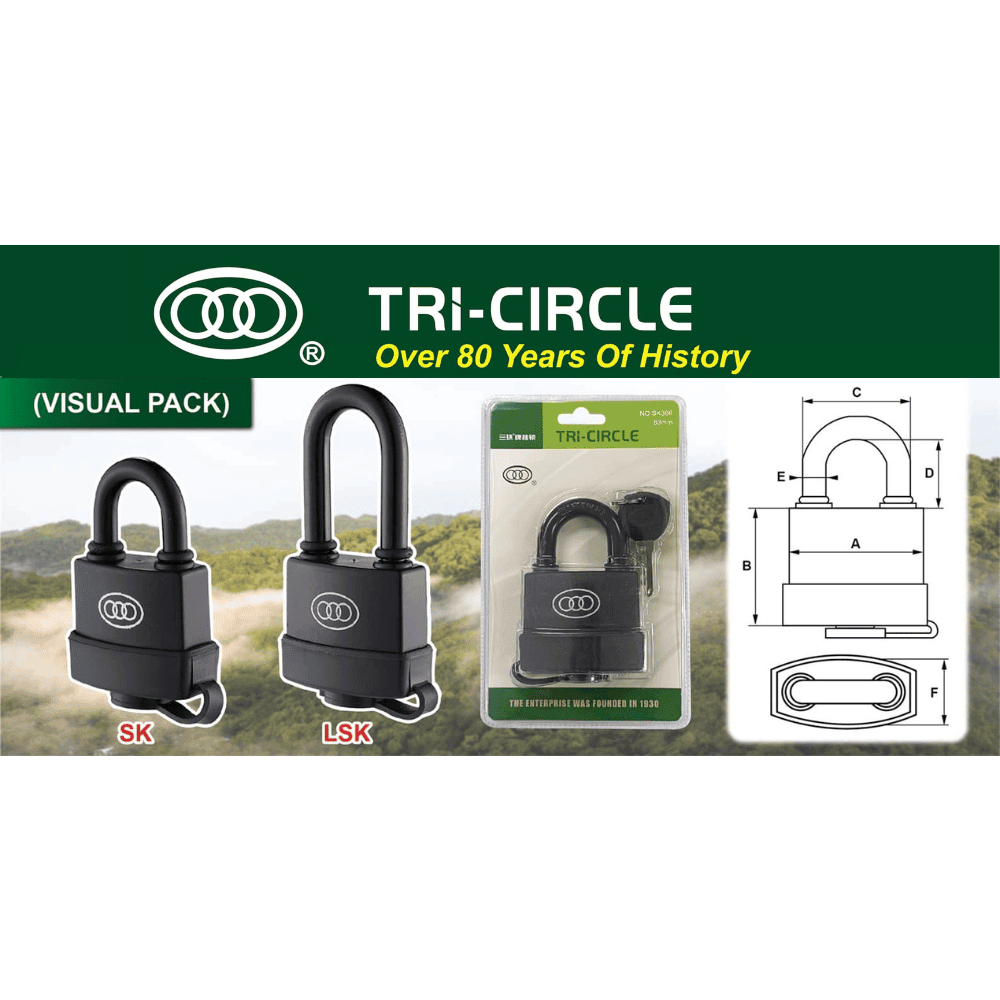 Tri-Circle Laminated Brass Padlock | Shopee Malaysia
