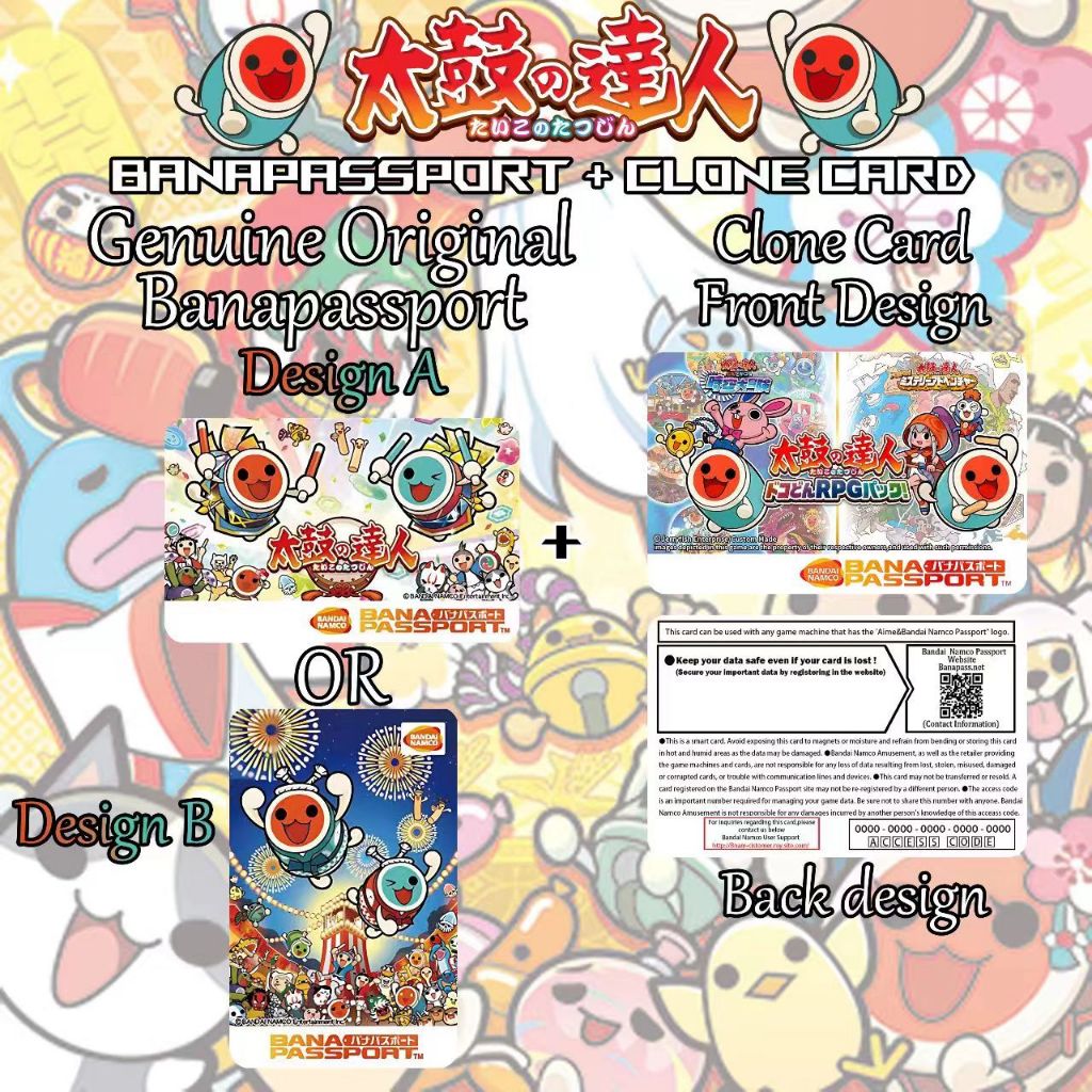 "New/Unregister" Taiko+Clone Card Design Banapassport Blank Card+Clone ...