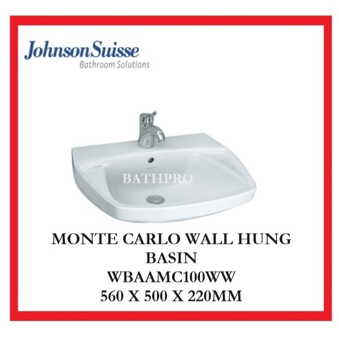 SINKI TANDAS JOHNSON SUISSE MONTE CARLO WALL HUNG BASIN SET WBAAMC100WW ...