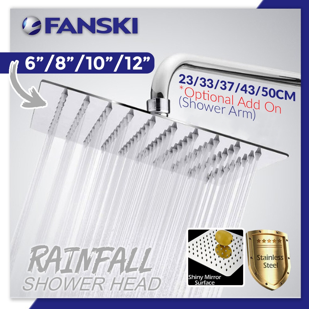 6/8/10/12 INCH Stainless Steel Shower Head Rainfall Shower Head Ultra ...