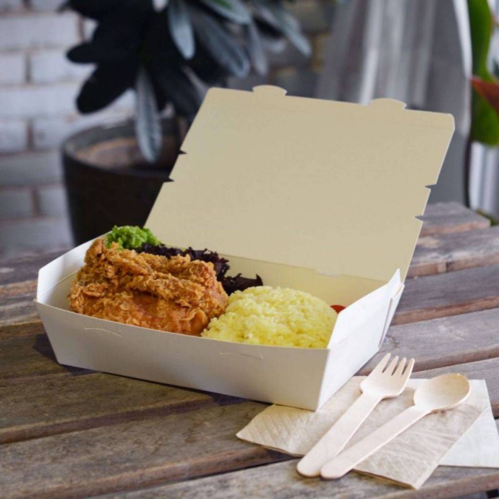 Disposable Paper Lunch Box (Brown / Black / White) Size M / L / XL AND ...
