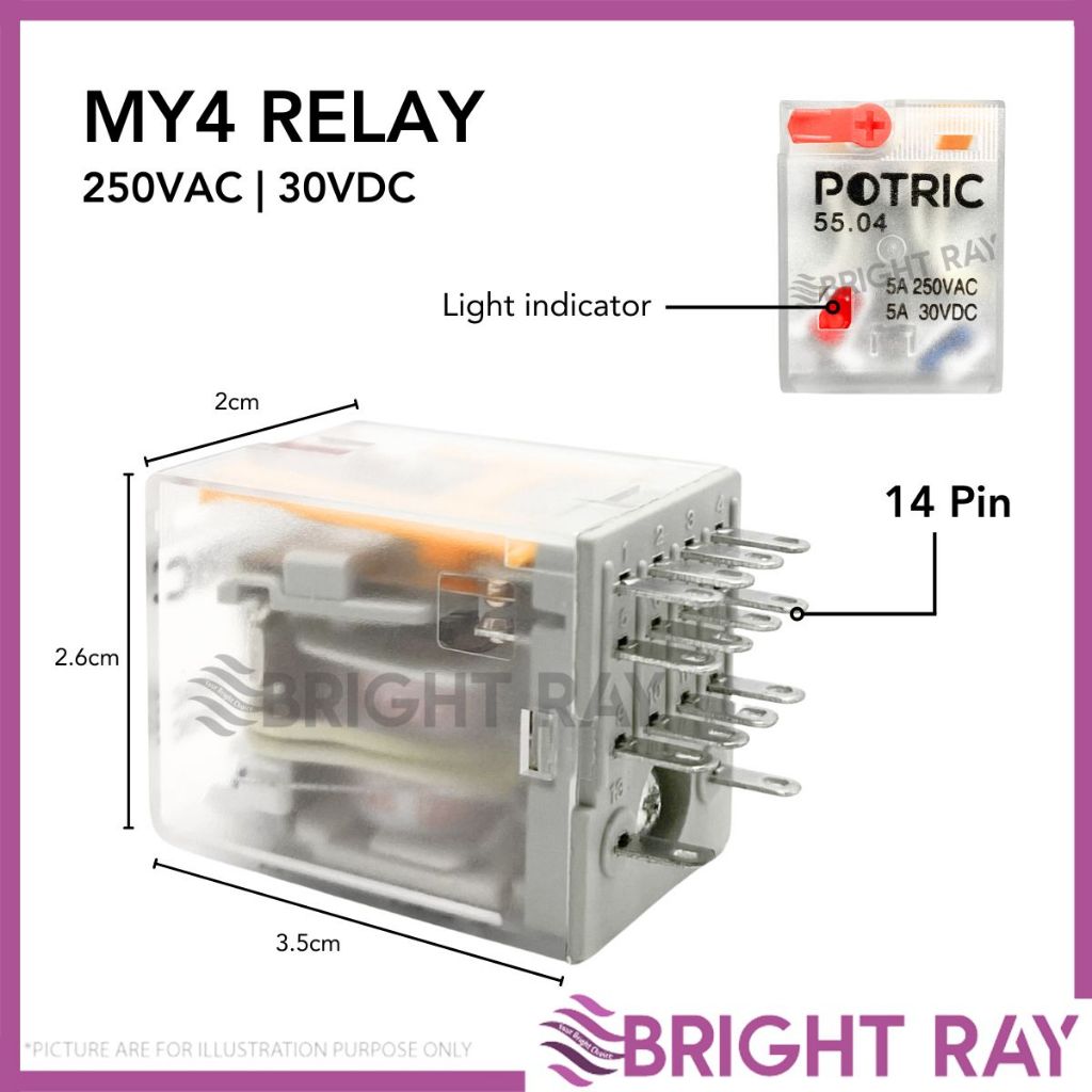 MY2 MY4 Relay Socket Relay Base Electronic Component Coil Voltage AC220 ...
