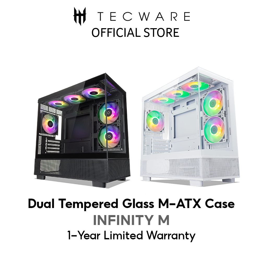 TECWARE INFINITY M ARGB M-ATX PC CASE WITH 3 ARGB FANS - BLACK / WHITE ...