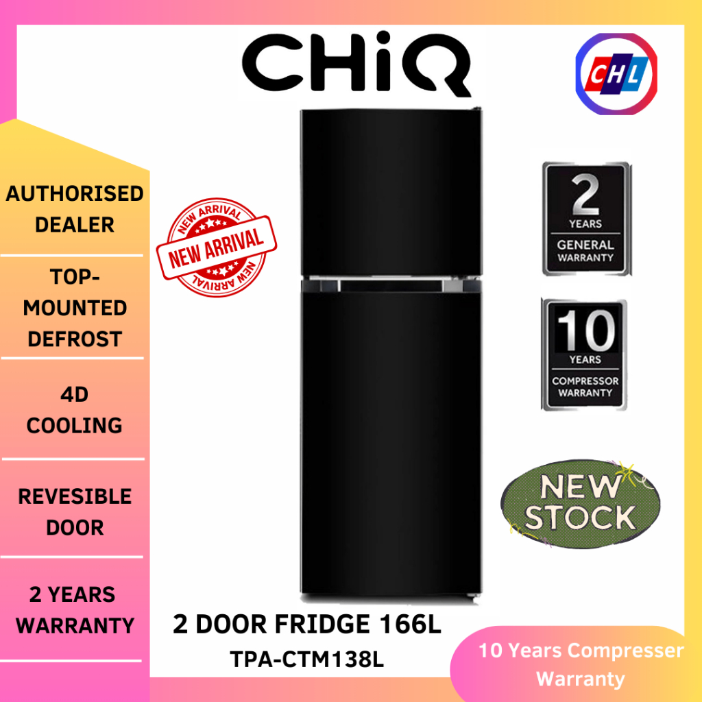 Chiq 166L 2 Door Top-Mount Defrost Refrigerator TPA-CTM138L - 2 Years ...