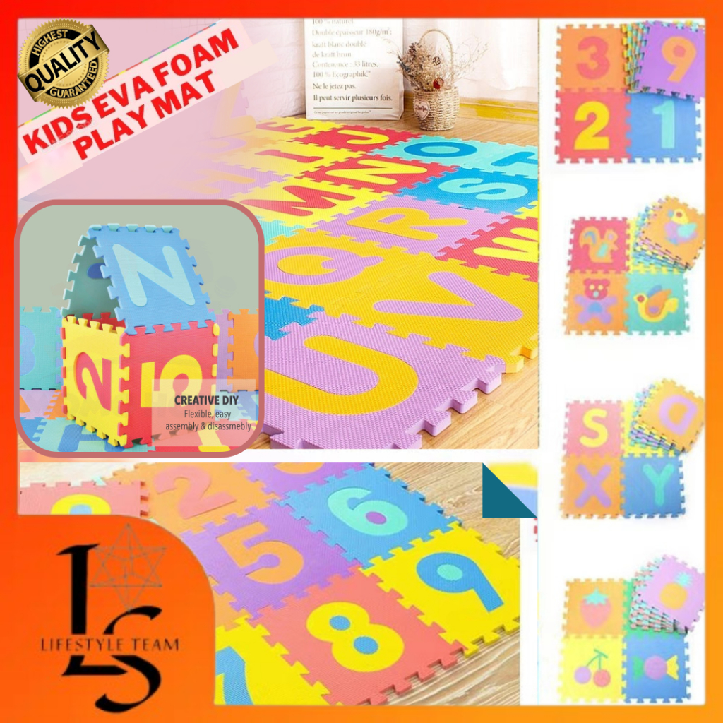 LIFESTYLE Baby Playmat Foam Play Mat Alphabet Number Puzzle Carpet EVA ...