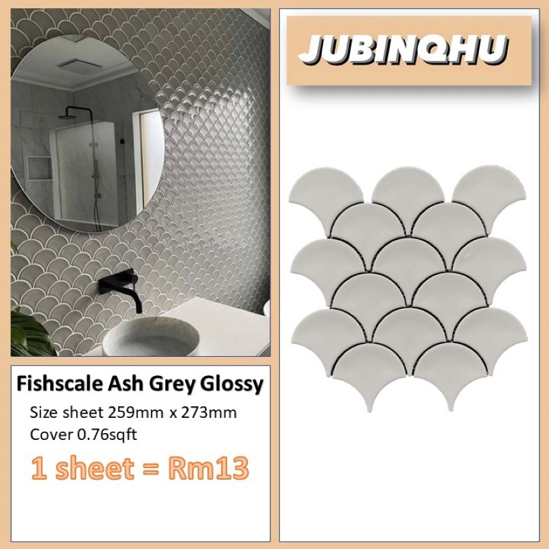 [Real Tile] Fishscale Ash Grey Glossy D/MOZEK/CERAMIC TILES/MOZEK BILIK ...