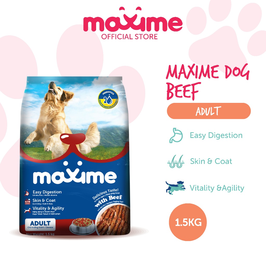 Maxime Dry Dog Food Adult - Beef Flavor (1.5kg) | Shopee Malaysia