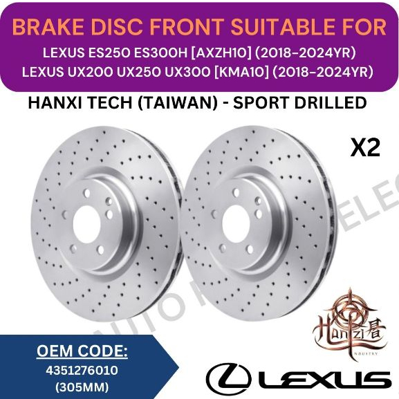 HANSI GENUINE DISC BRAKE ROTOR (FRONT) FOR LEXUS ES250 ES300H [AXZH10 ...