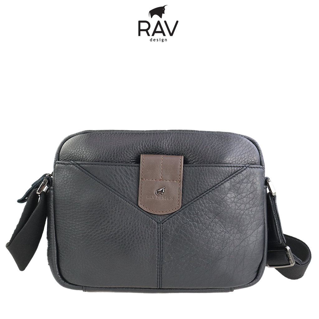 RAV DESIGN Men's Messenger Bag / Genuine Leather / Black / RVC503G1 ...