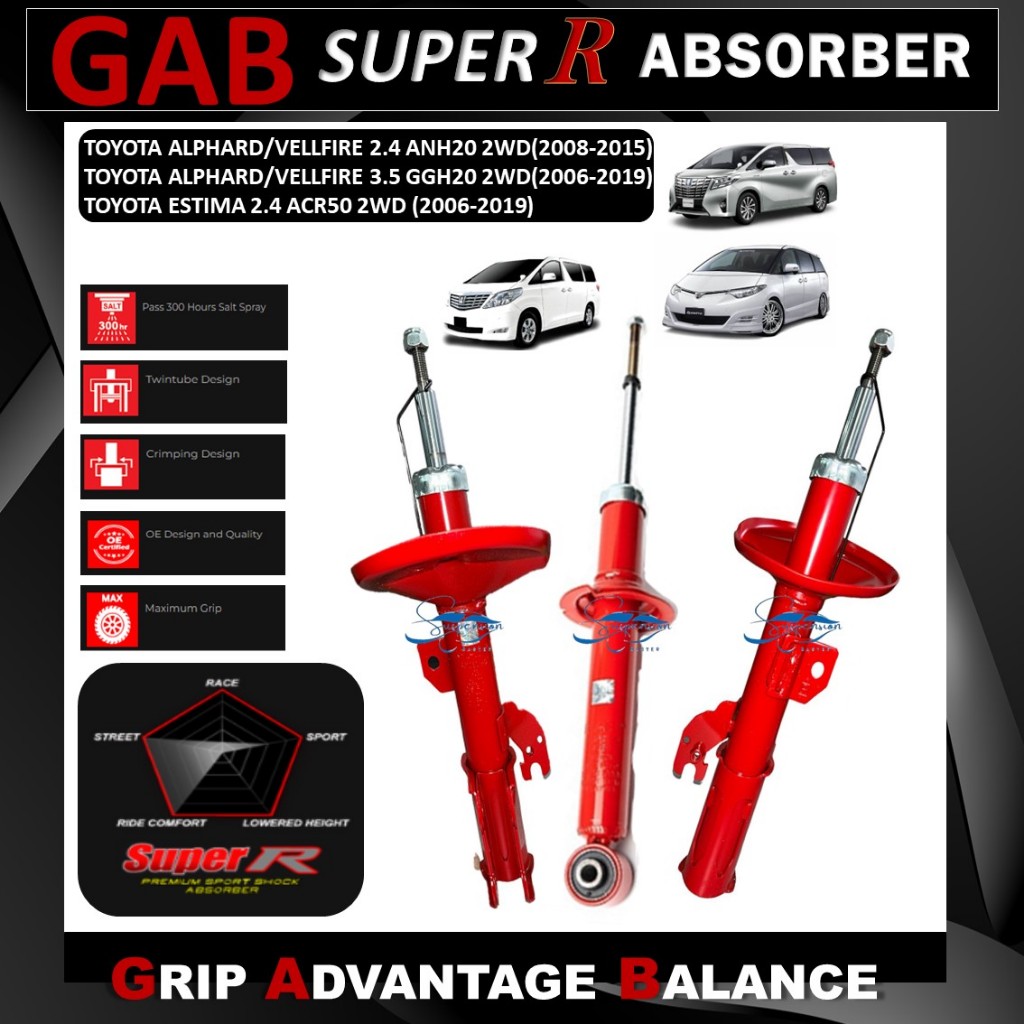 ORIGINAL SET GAB SUPER R FRONT / REAR ABSORBER -TOYOTA ALPHARD ...