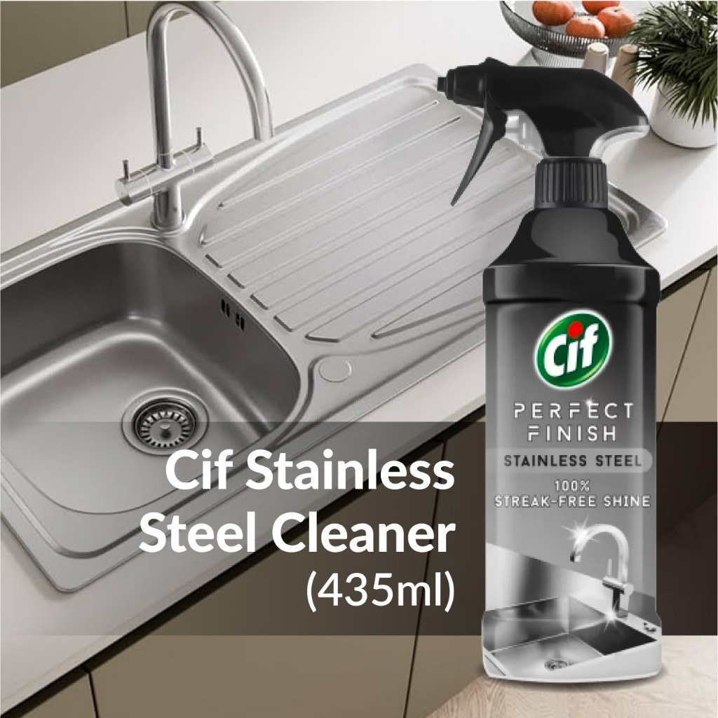 CIF Perfect Finish Stainless Steel Cleaner Polish Stainless Steel Sink Cleaner Grease Cleaner 435ml Pembersih Sink Shopee Malaysia