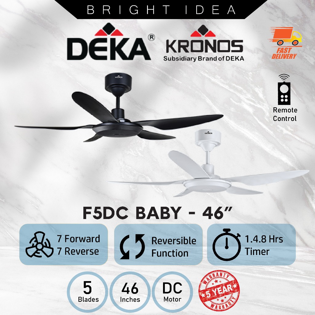 DEKA KRONOS F5DC BABY 46" 14 SPEED 5 BLADE DC MOTOR CEILING FAN KIPAS ...
