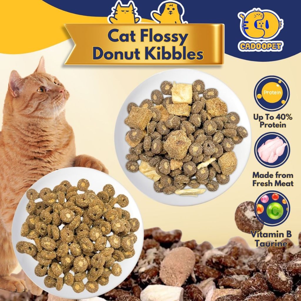 Cat Flossy Donut Kibbles Repack 1KG With Cats Booster Gemok Makanan ...
